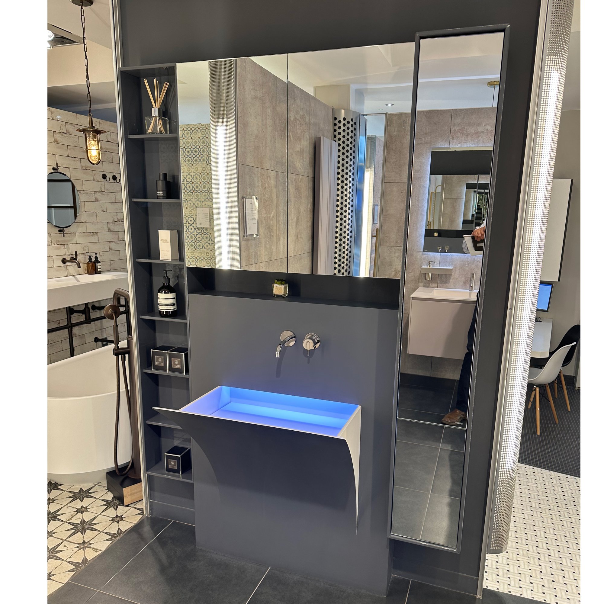 Antoniolupi Strappo Basin with Taps & Mirrored Cabinet | Clearance ...