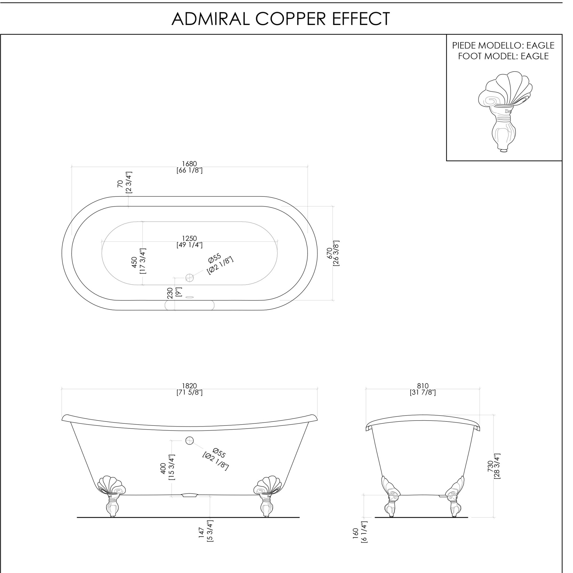 Admiral Copper Effect Bath | Baths